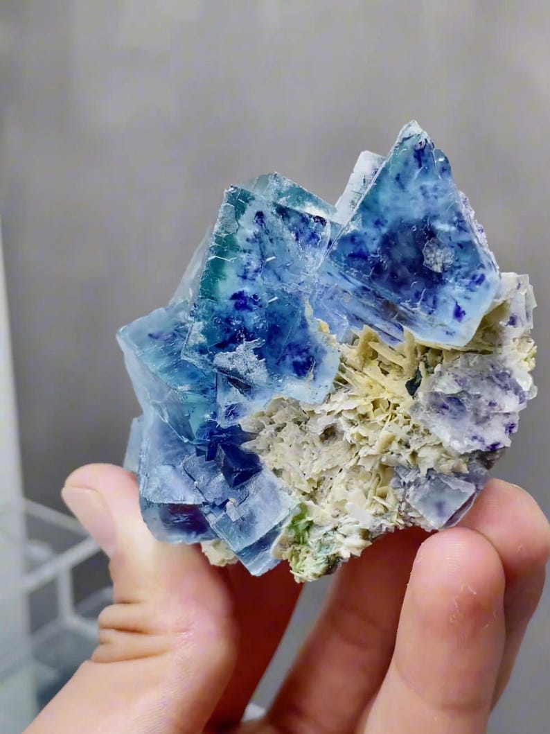 Natural Blue Purple Phantom Fluorite Comes From Yindu,inner Mongolia 70 ...