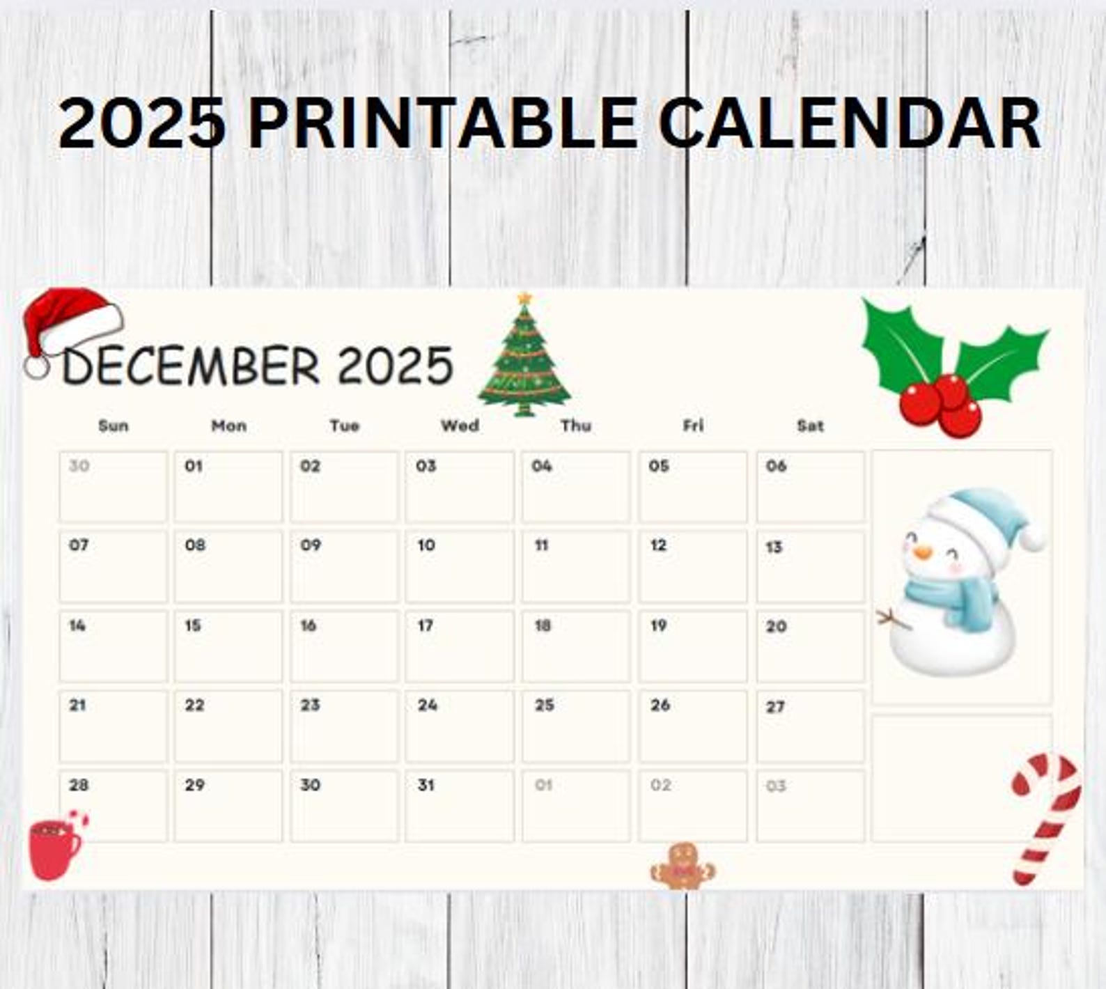 2025 Calendar Printable, Kids Calendar, Wall Calendar PDF, Editable PDF ...
