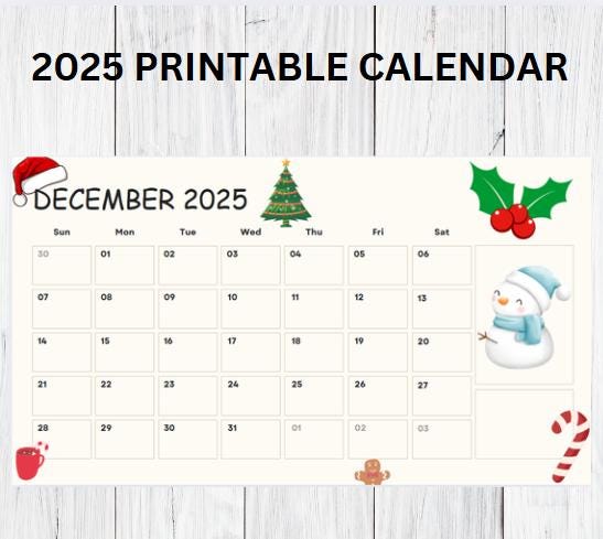 2025 Calendar Printable, Kids Calendar, Wall Calendar PDF, Editable PDF ...