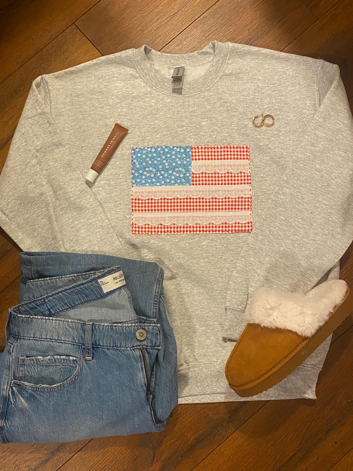 Patchwork Sweatshirt: American Flag - Etsy