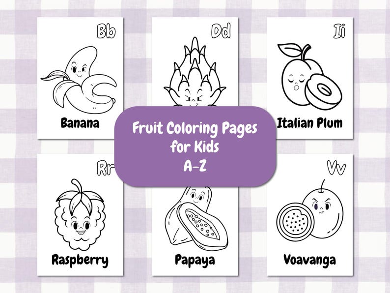 Fruit Coloring Pages for Kids A-Z - Etsy