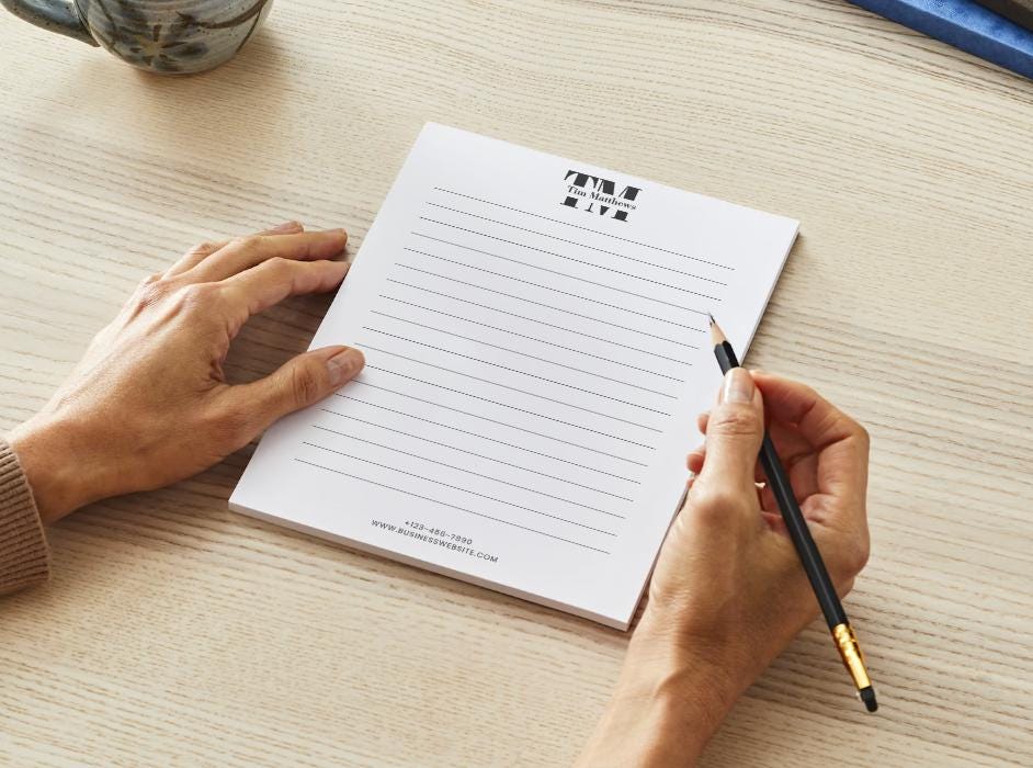 Editable Notepad Template With Initials and Business Phone and Website ...