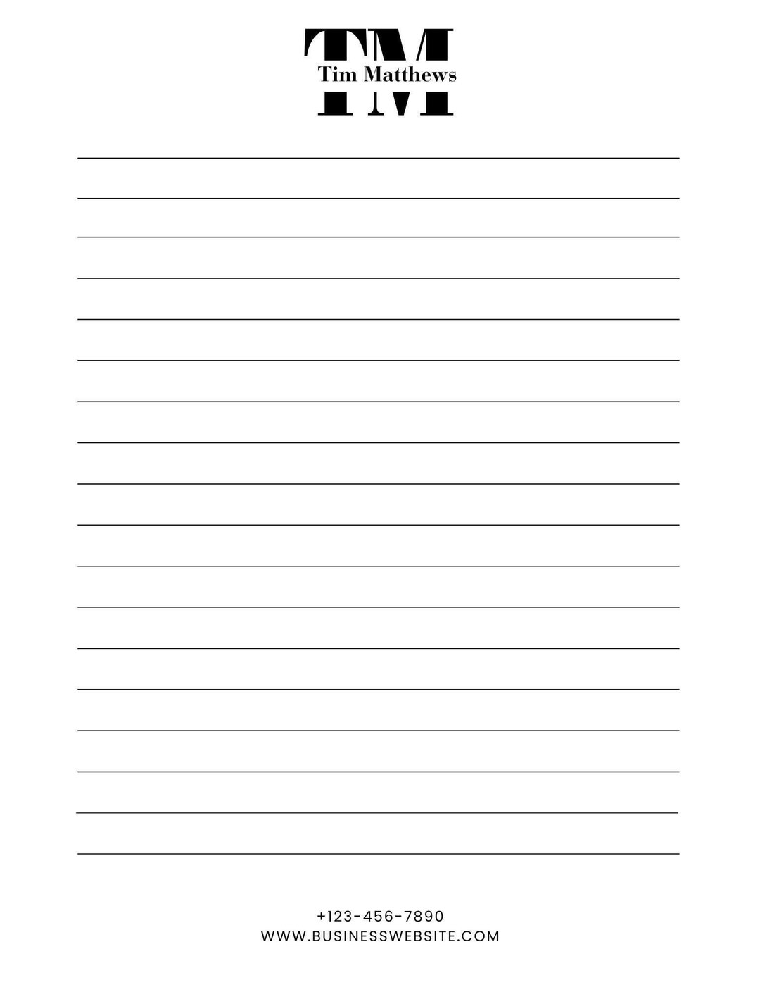 Editable Notepad Template With Initials and Business Phone and Website ...