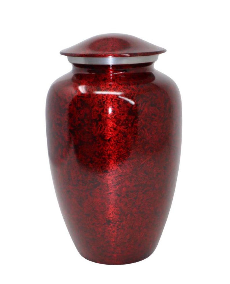 Burgundy Aluminum Cremation Urn for Adult Human Ashes - Memorial ...