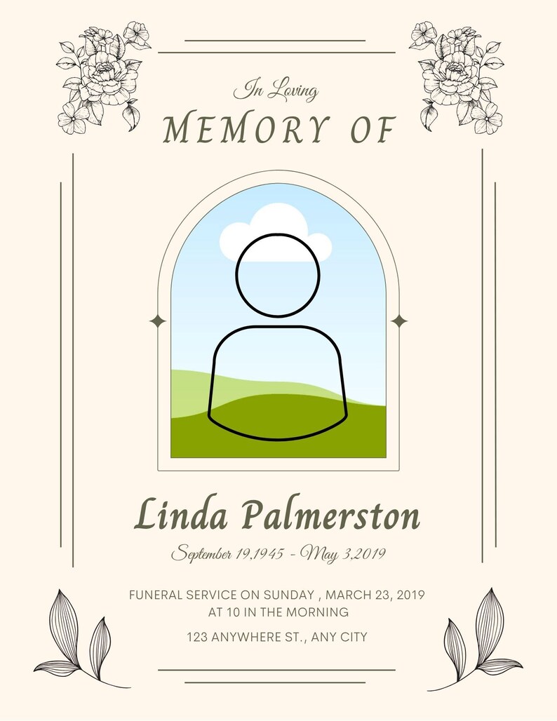 Editable Funeral Program Template | Printable Memorial Service Program ...