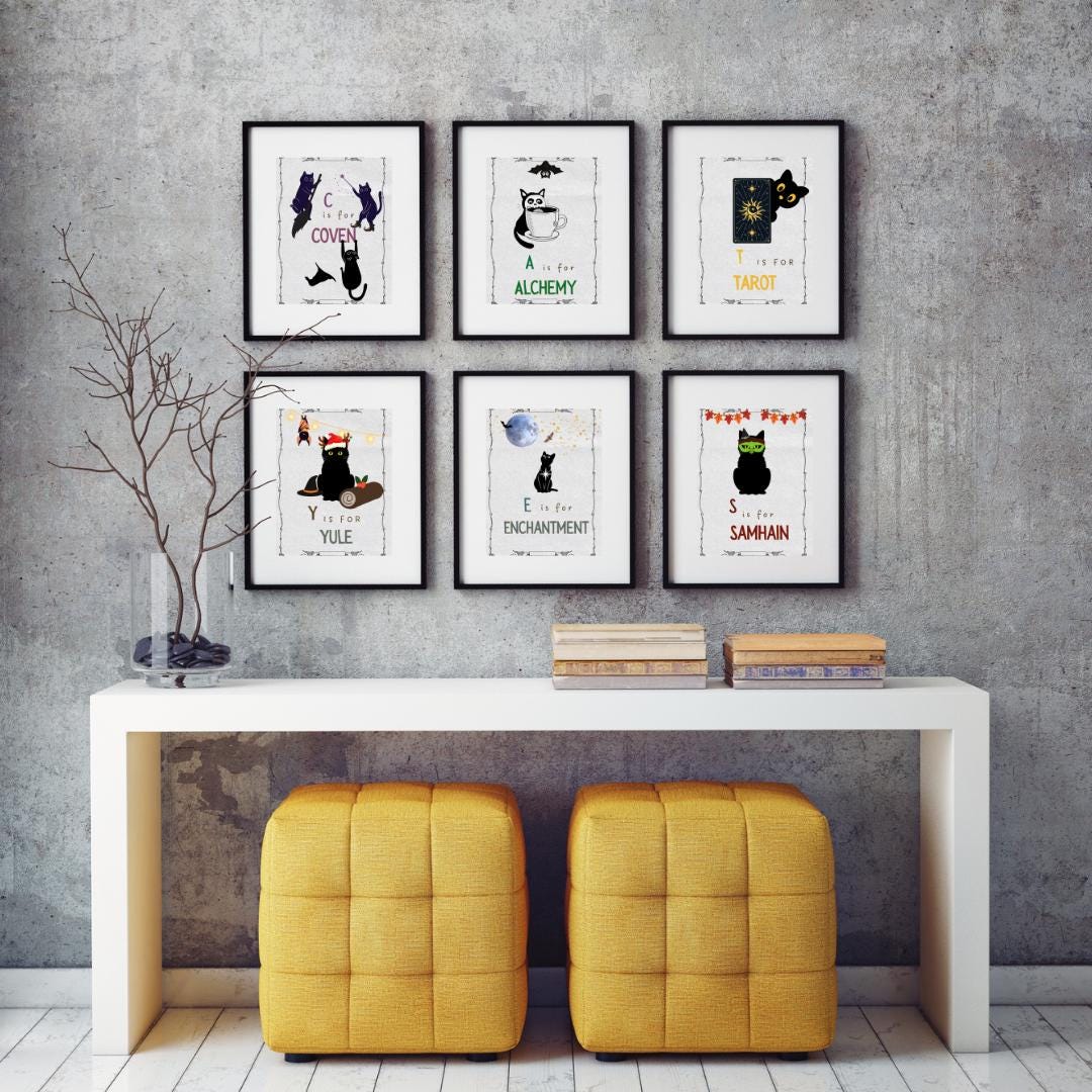 Witchy Alphabet A–Z Cat Art Set – 26 Printable Letters – “A is for ...