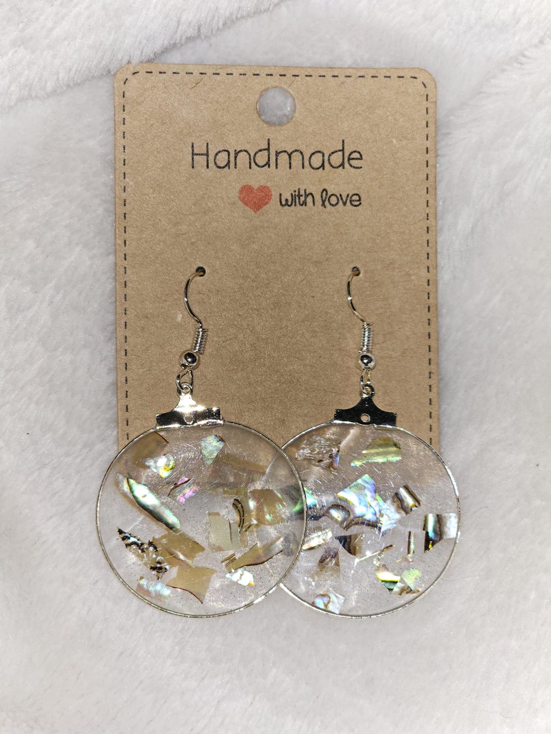 Seashell Embedded in Resin Earrings - Etsy
