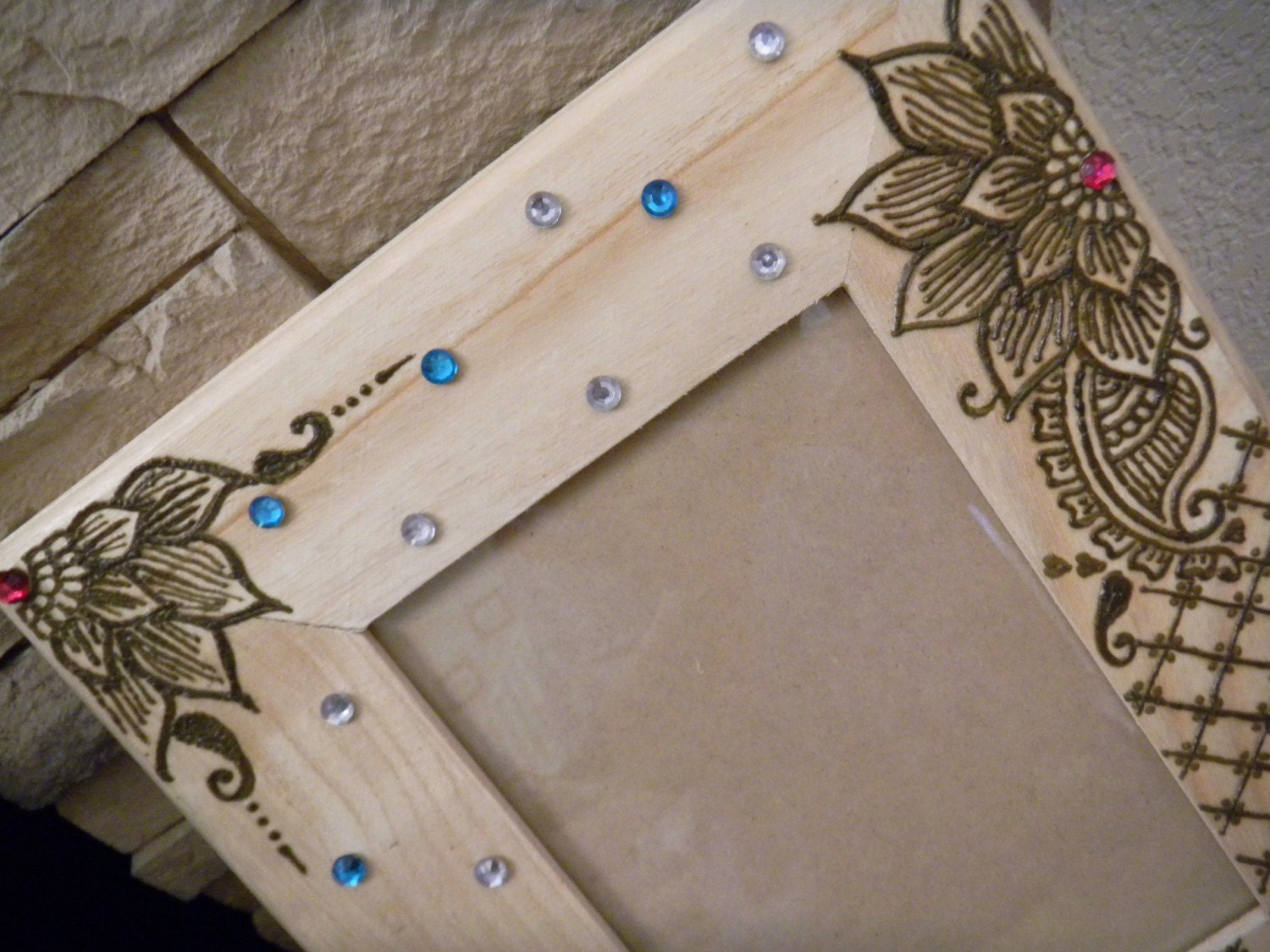 Picture Frame Decorate with Henna Floral Pedals Original | Etsy