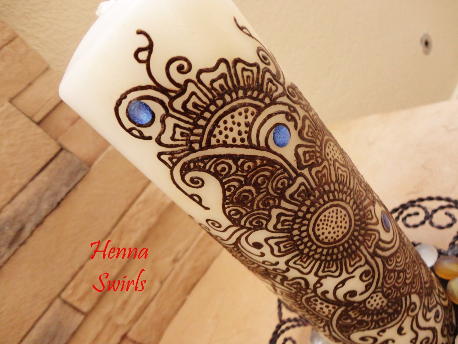 Candle Henna, Perfect Wedding Centerpiece, One of a Kind, Henna Art - Etsy