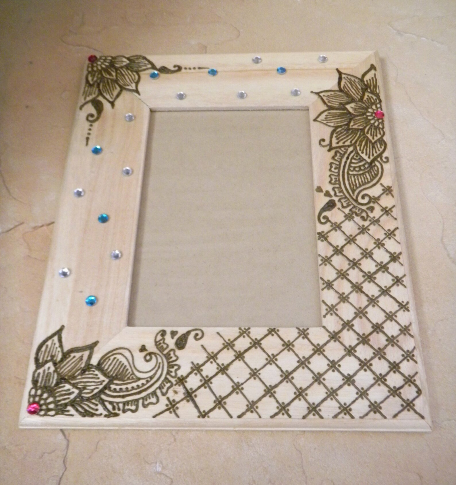Picture Frame Decorate With Henna Floral Pedals Original - Etsy