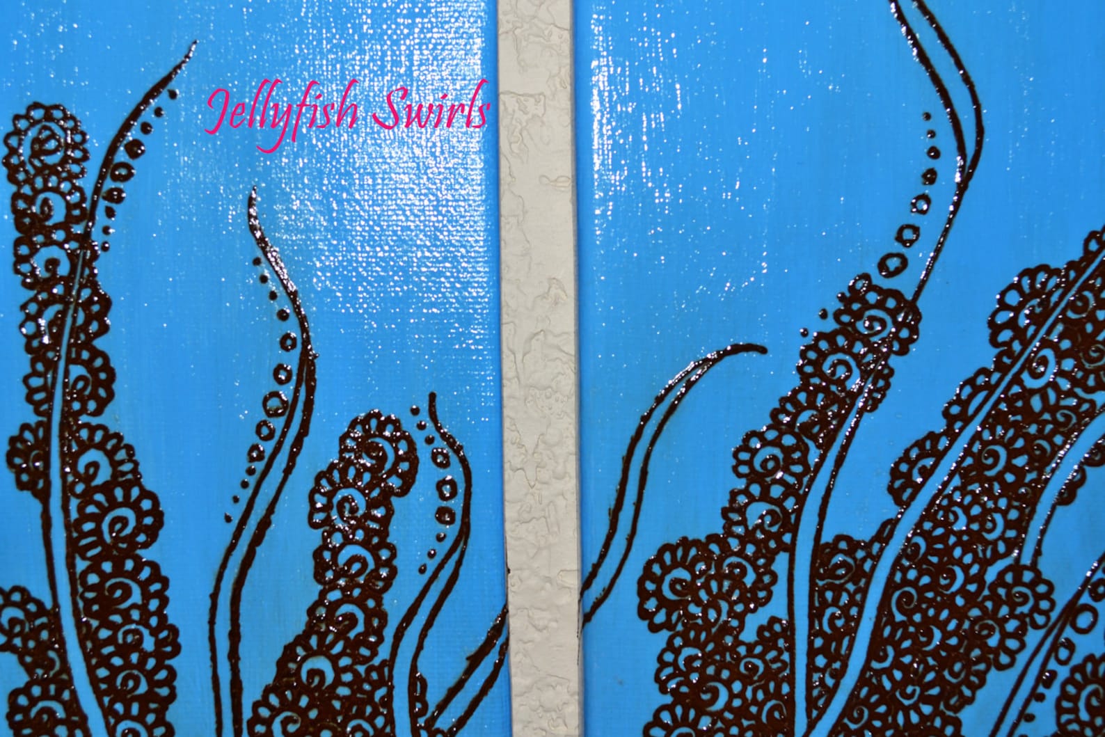 Jellyfish Original Painting Henna Art, Mixed Media Painting, Unique ...