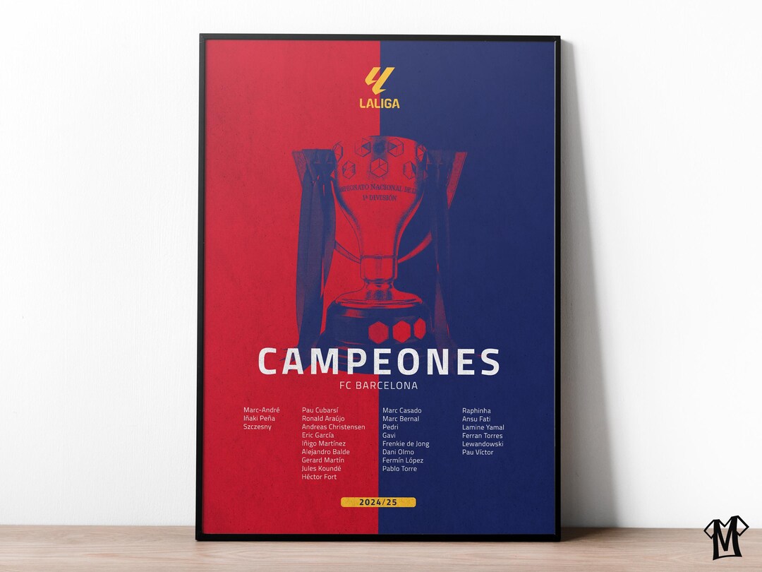 Barcelona Campeones Poster, Football Prints, La Liga Poster, Soccer ...