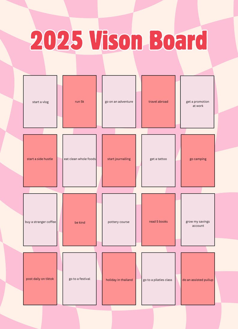 2025 Vision Board Template for Polaroid Photos – Printable A2 (42cm X ...