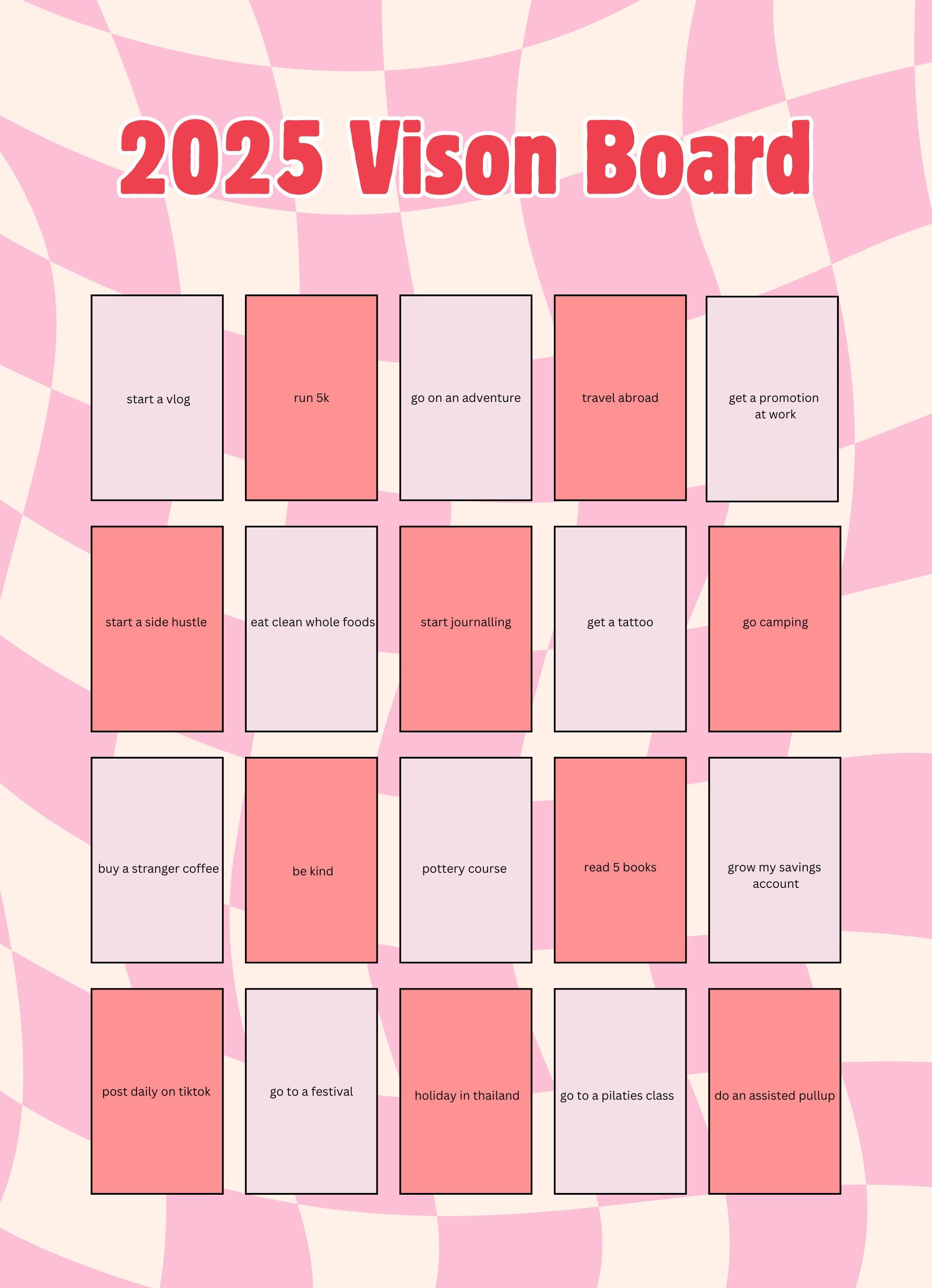 2025 Vision Board Template for Polaroid Photos – Printable A2 (42cm X ...