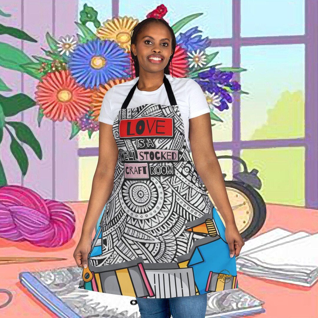 Custom Crafting Apron, AOP Apron, One-of-a-kind Apron, Aprons, Crafting ...