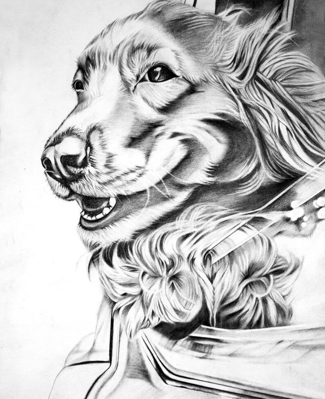 Dog Pencil Portrait, Custom Personalized Hand Drawing Pet Sketch From ...