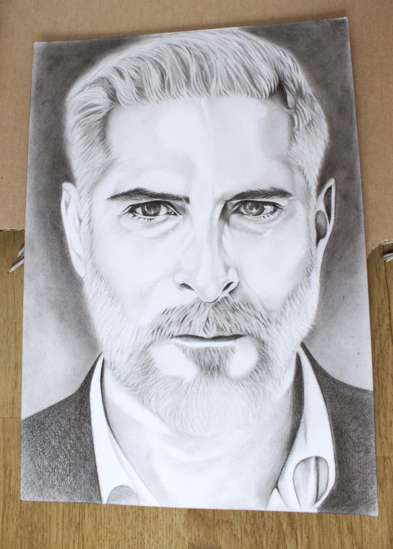 Male Pencil Portrait - Hand-drawn Custom Sketch From Photo, Men's Face ...