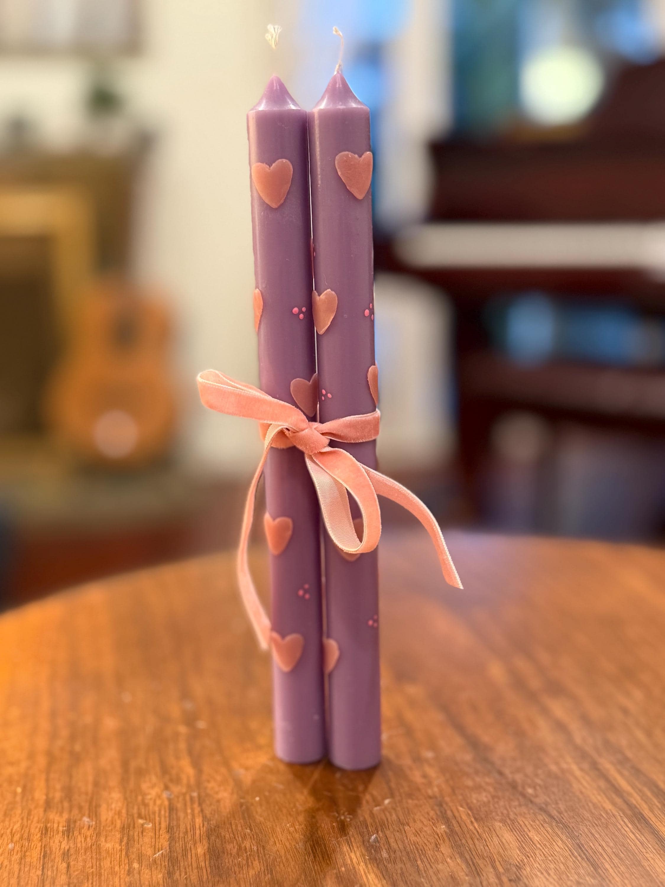 Valentine Heart Candles- Lavender, Set of 2 - Etsy