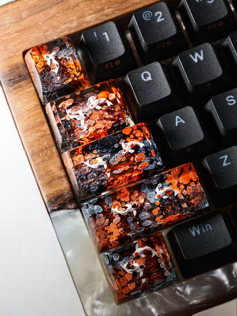 Black Koi Fish Artisan Keycap, Custom Resin Keycaps, Keycaps Set, ESC ...