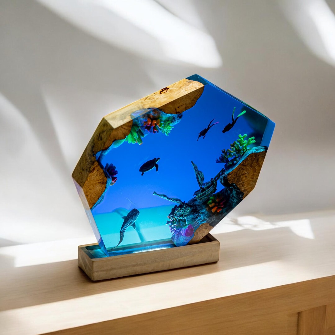 Lamp Scuba Diver Ocean Resin, Whale Shark Lamp Resin, Epoxy Resin Lamp ...