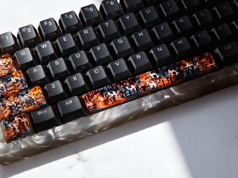 Black Koi Fish Artisan Keycap, Custom Resin Keycaps, Keycaps Set, ESC ...