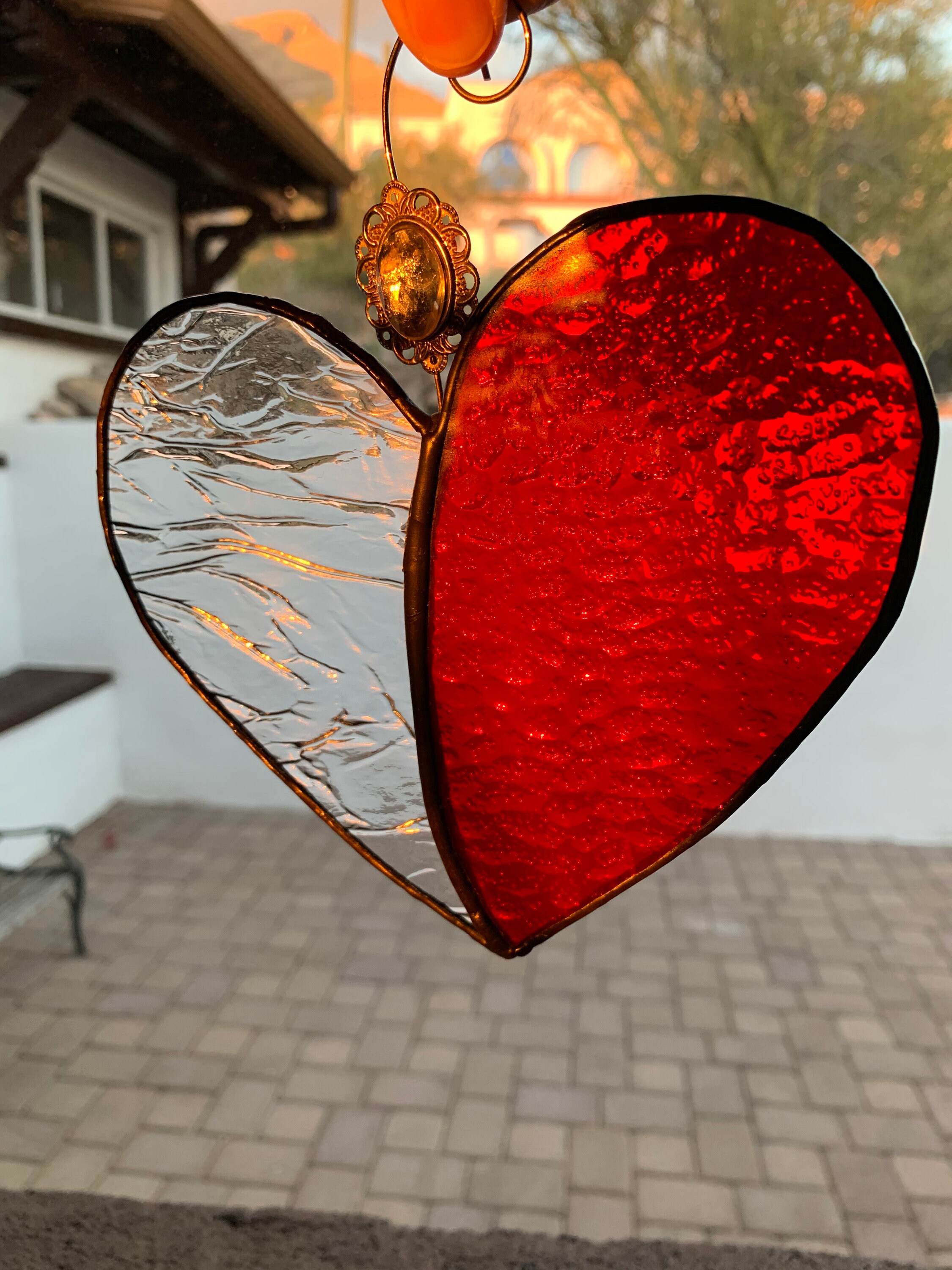 Color Block Heart Stained Glass - Etsy.de