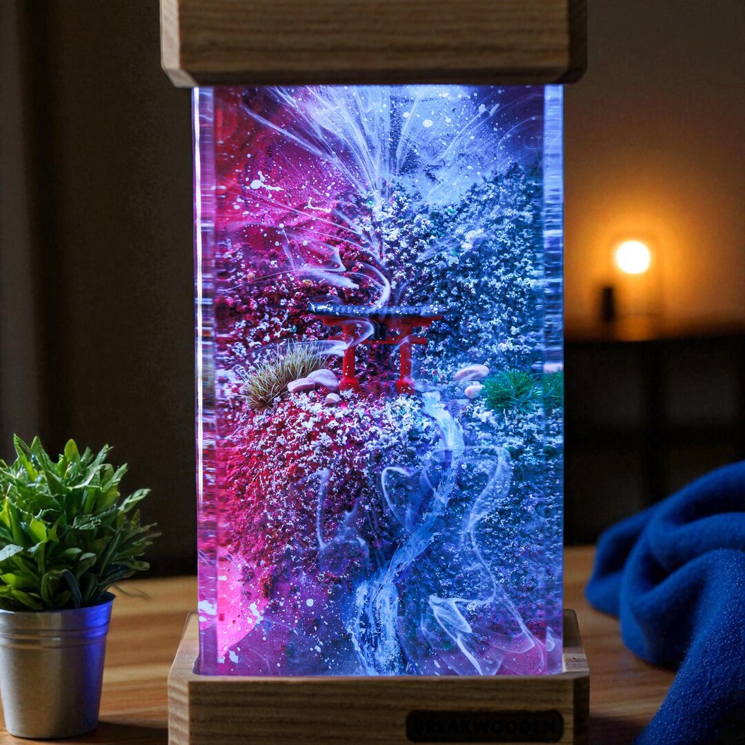 Japanese Torii Gate Resin Lamp, LED Night Light With Snow Effect ...