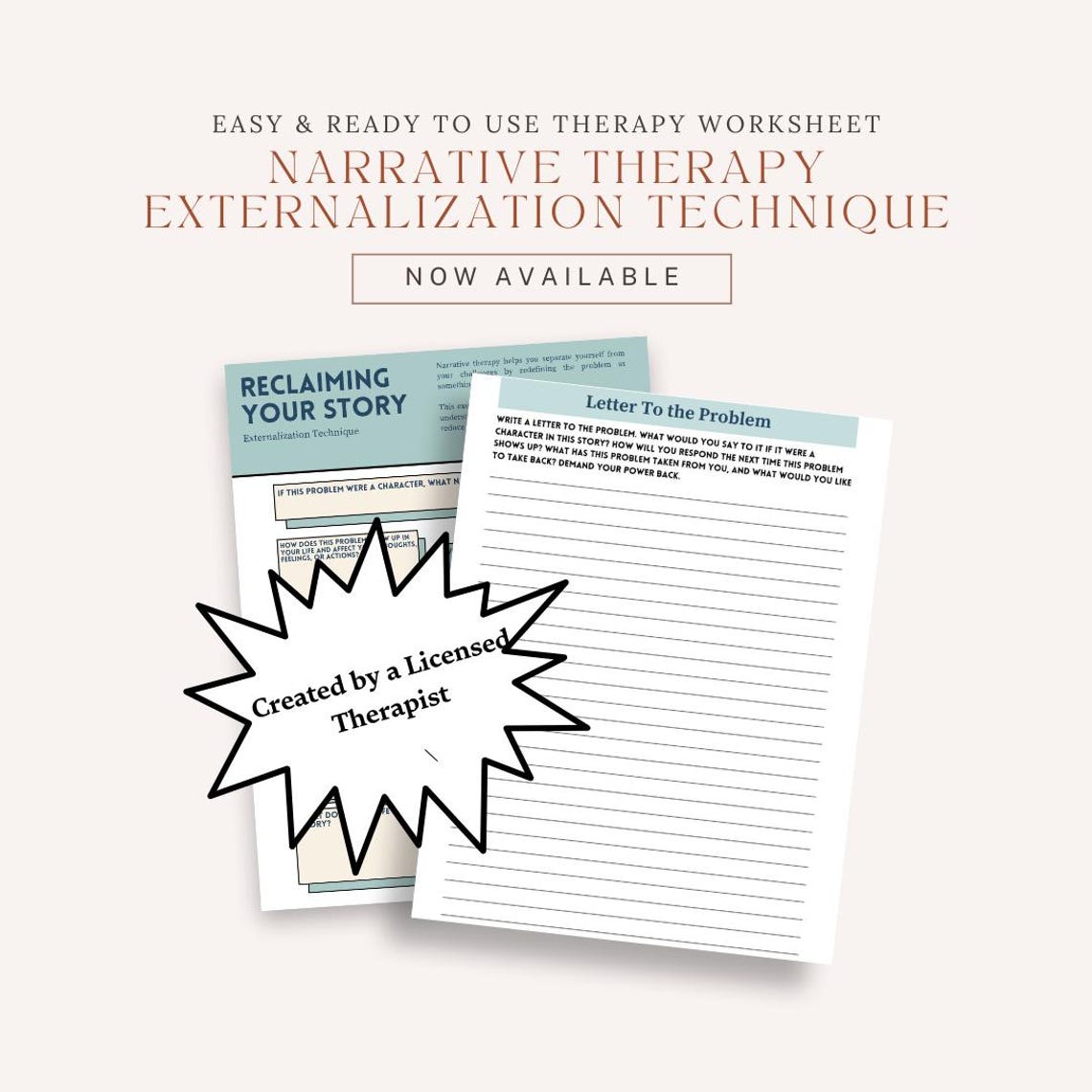 Narrative Therapy Worksheets Bundle | Externalization & Reauthoring ...