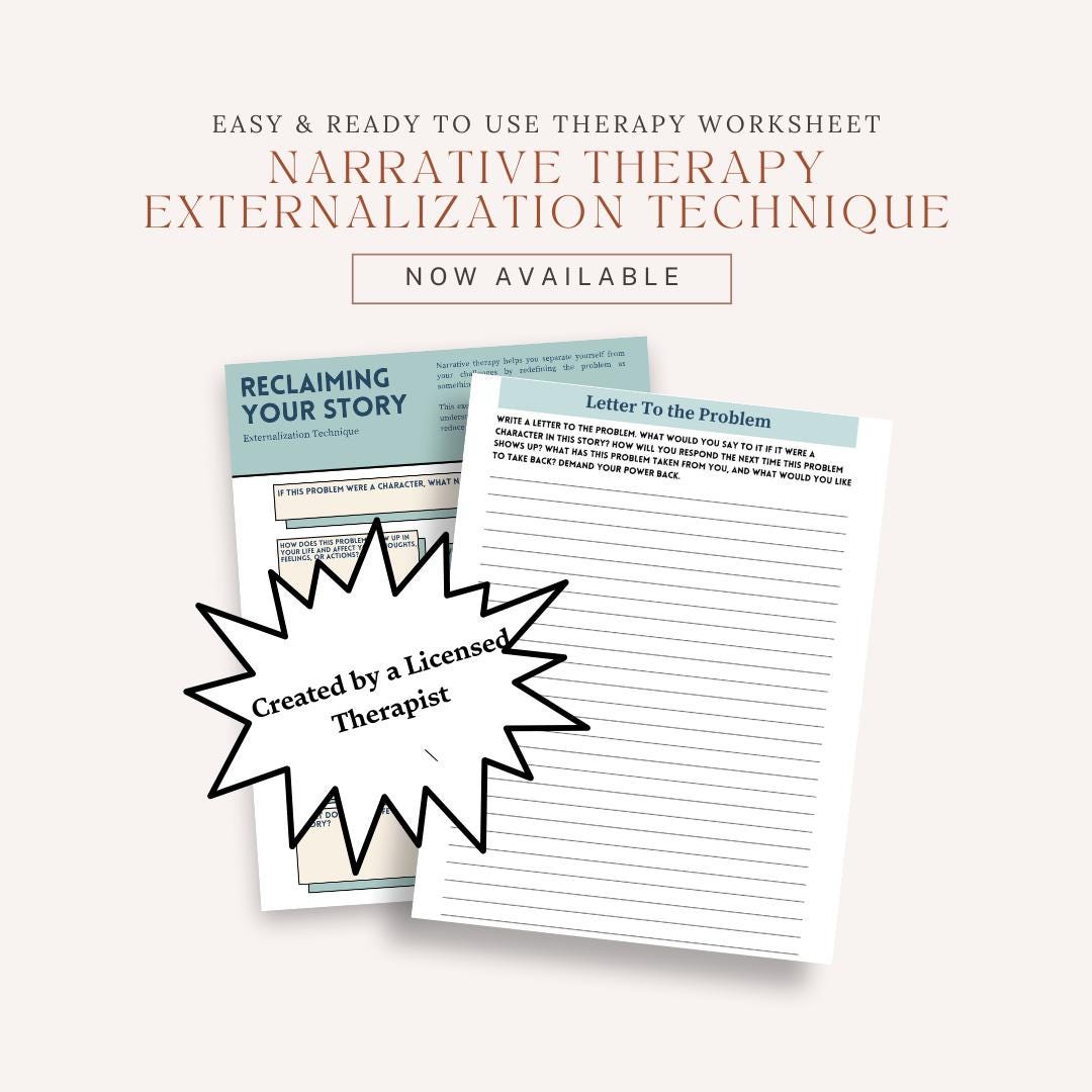 Narrative Therapy Worksheets Bundle | Externalization & Reauthoring ...