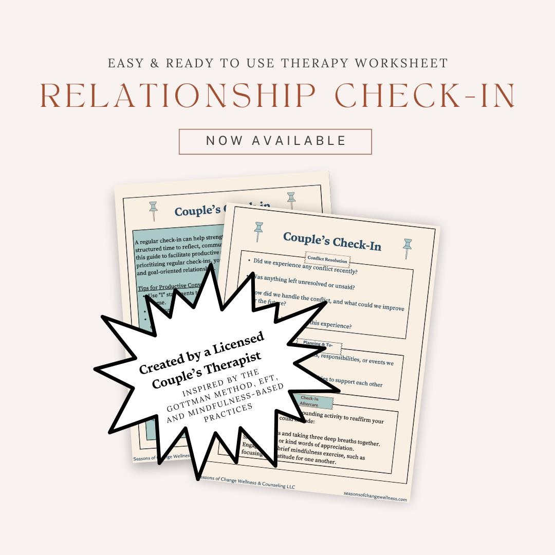 Printable Couple's Therapy Check-in Worksheet | Relationship ...