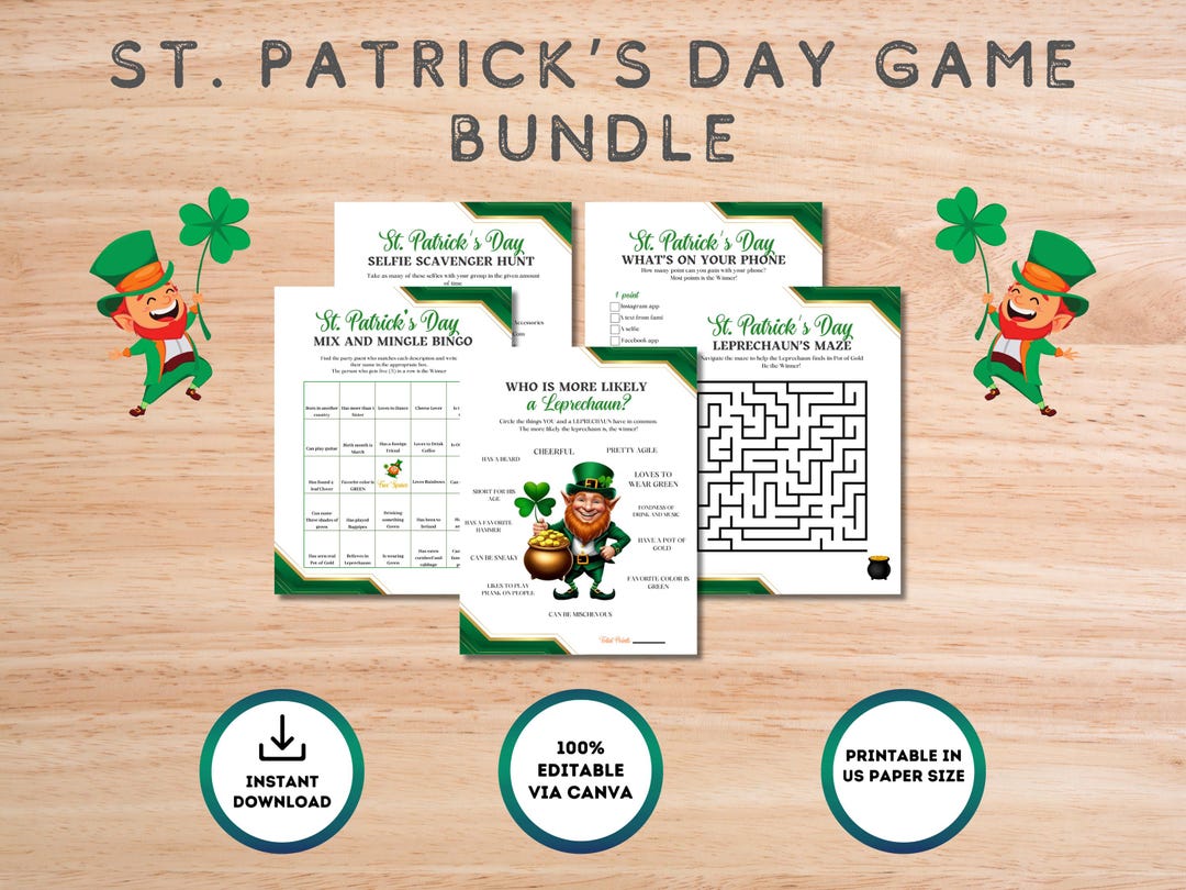 St Patricks Day Game BUNDLE St Patrick Day Party Game St Patricks Day ...