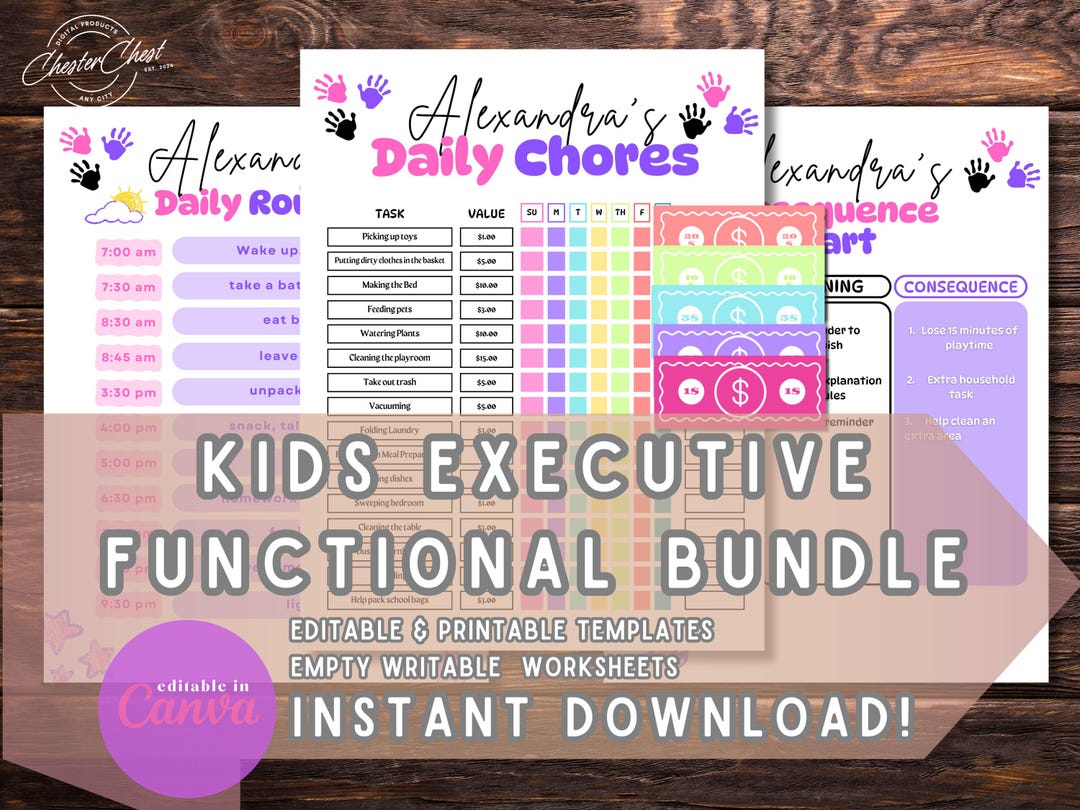 Weekly Allowance Chore Chart Kids Executive Functional Bundle Chore ...