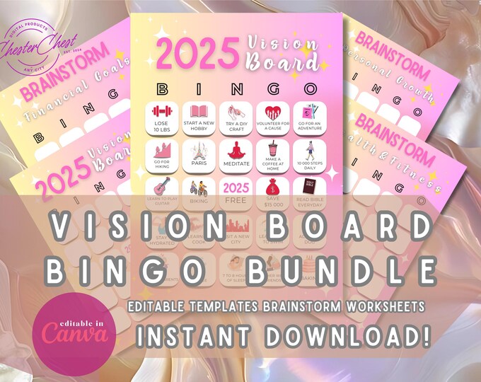 2025 Vision Board Printables, Vision Board Kit, Collage Kit, 2025 Goals ...