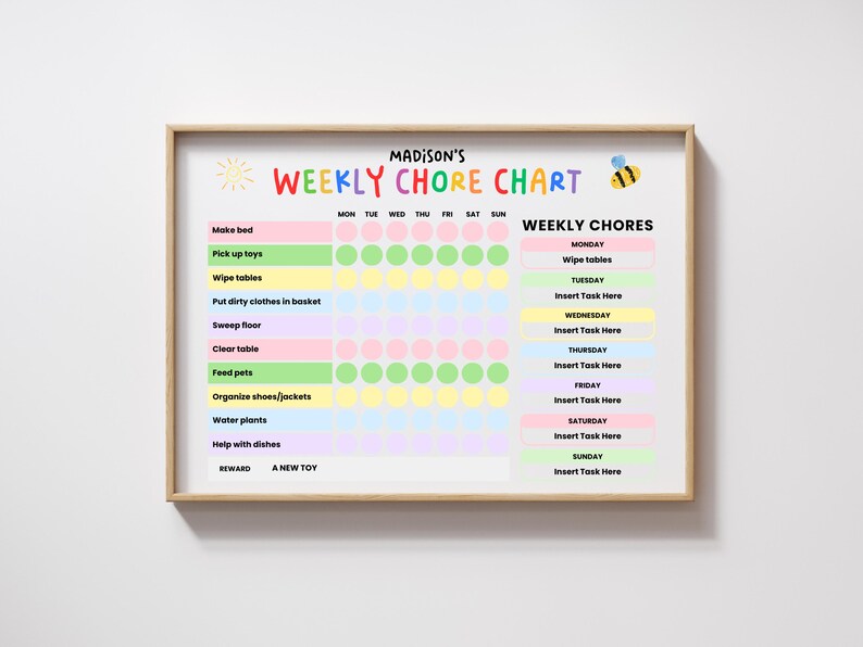 Editable Chore Chart Toddler Chore Chart Summer Chore Chart Teen Chore ...
