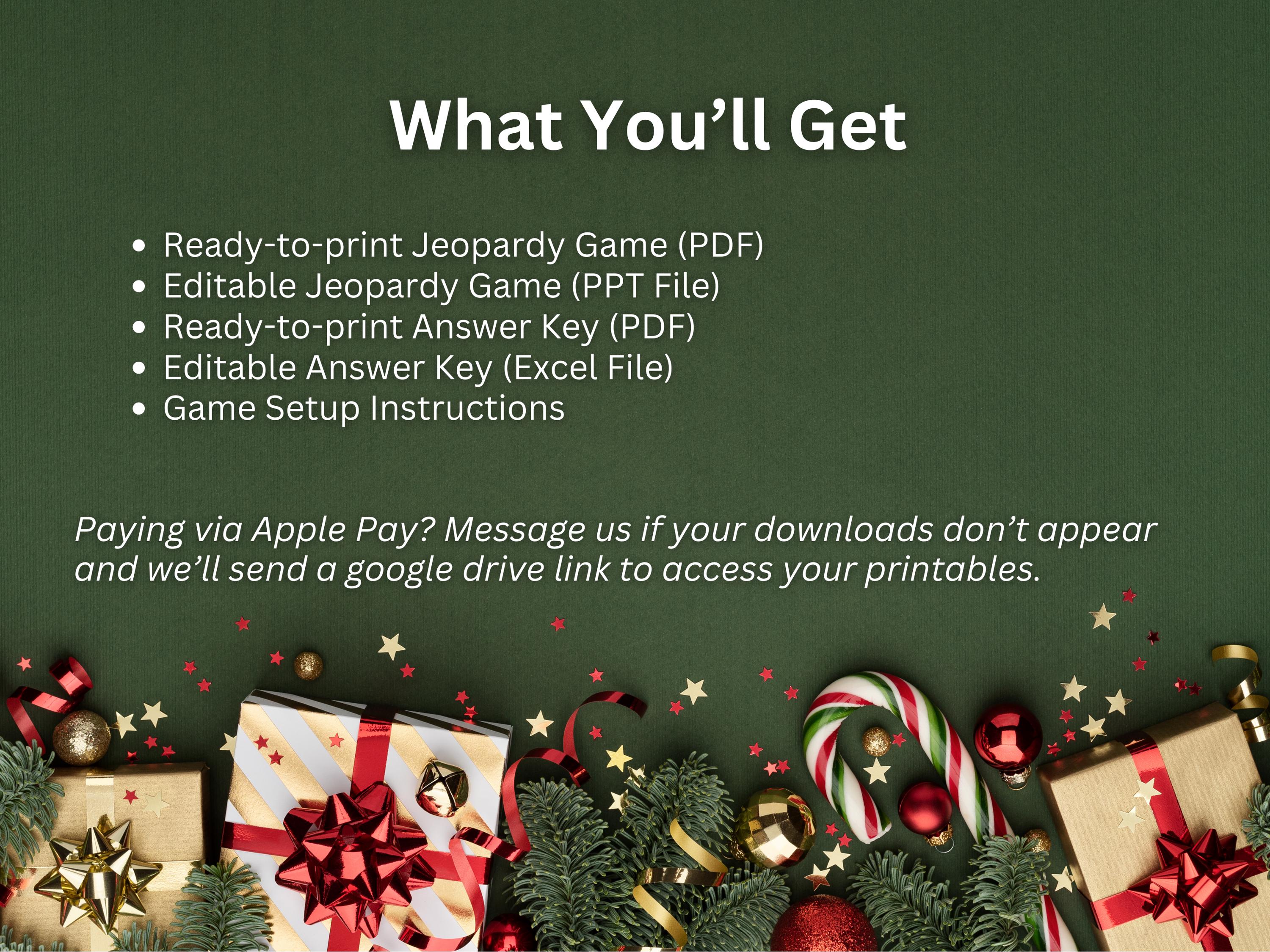 Christmas Jeopardy Game Printable Christmas Trivia Holiday Jeopardy ...