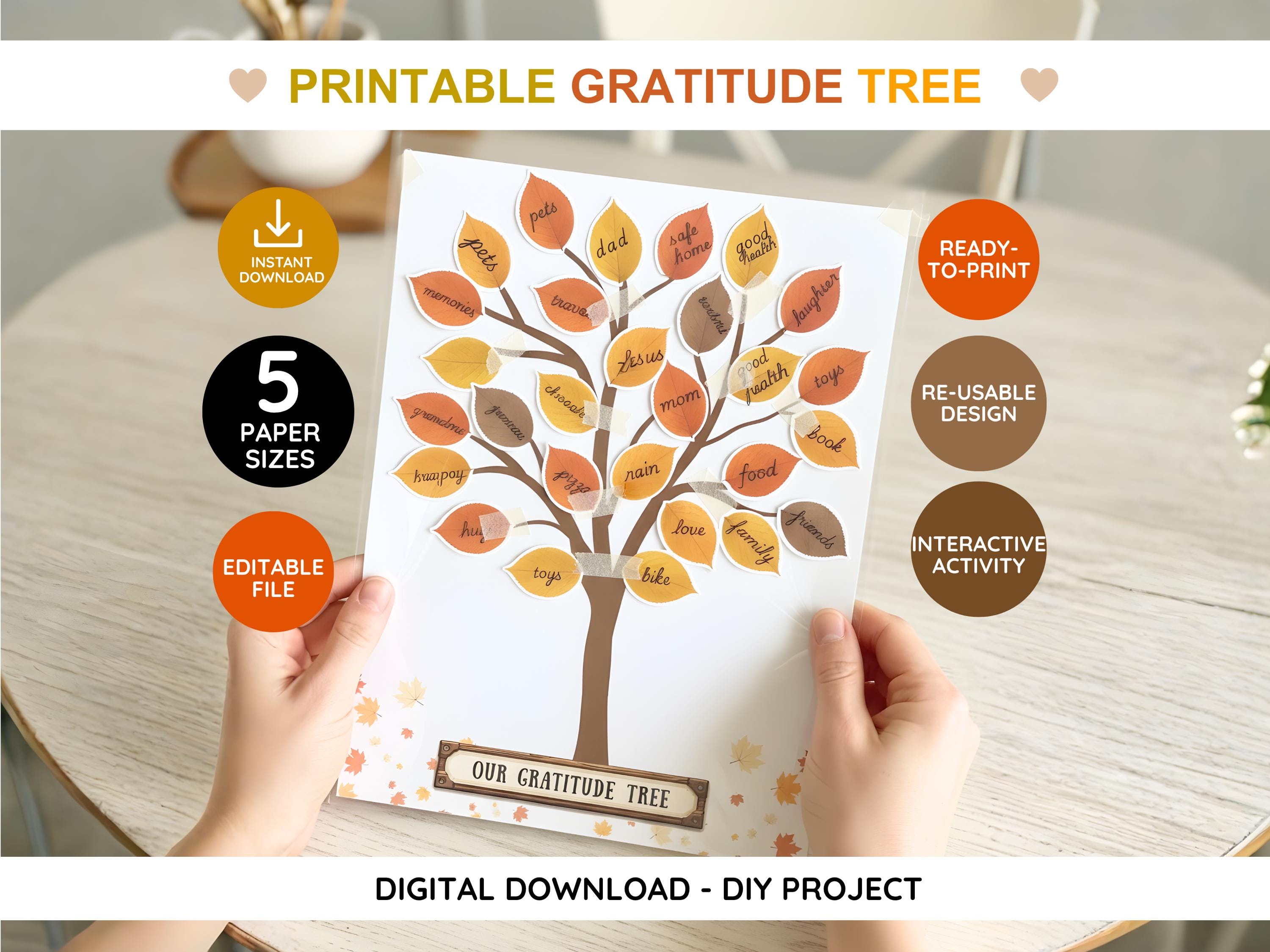 Grateful Tree Printable, Gratitude Tree Poster Printable Template ...