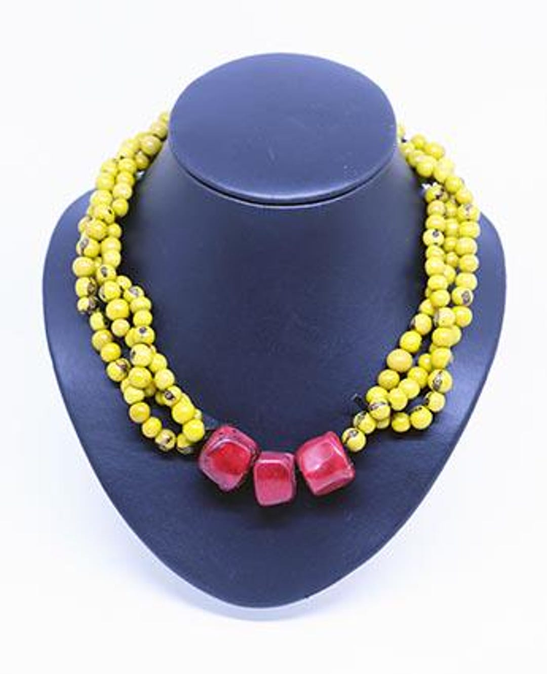 Red Coral Stone and Açai Beads Necklace Handmade - Etsy