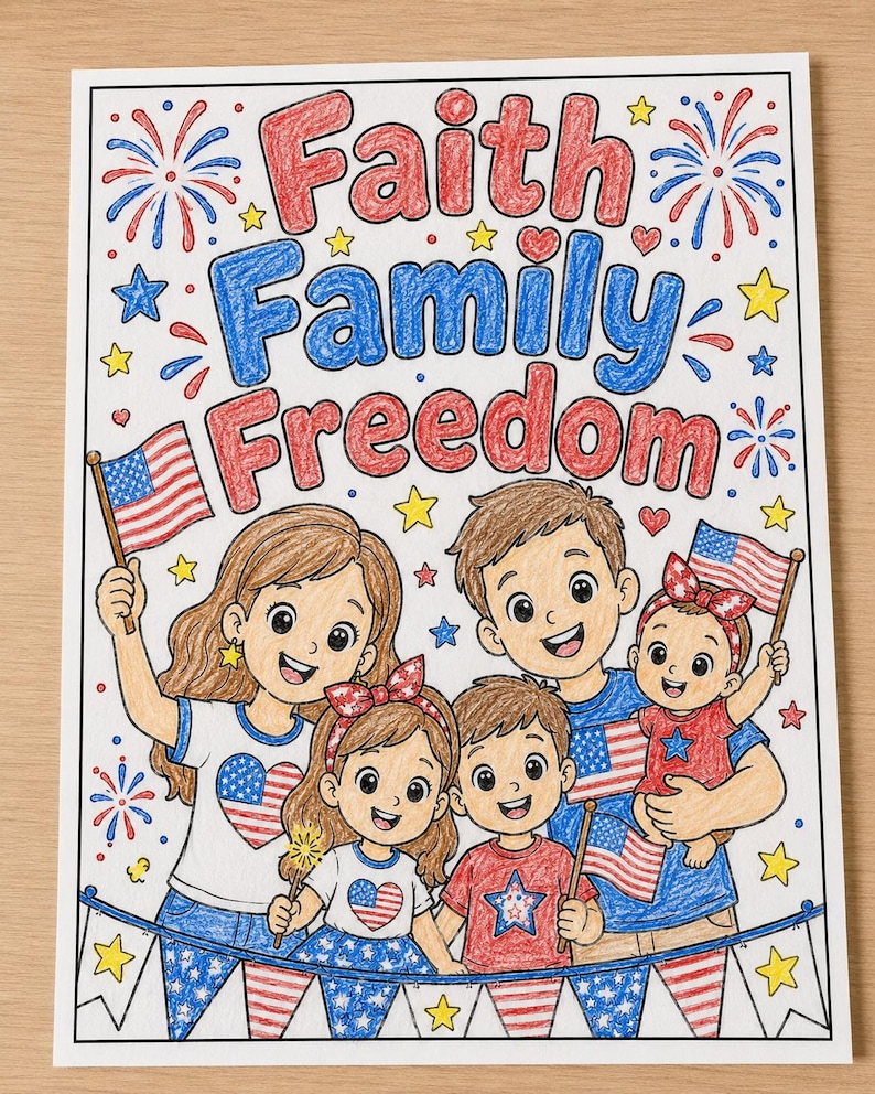 4th of July Coloring Page Printable | Patriotic Coloring Sheet for Kids ...