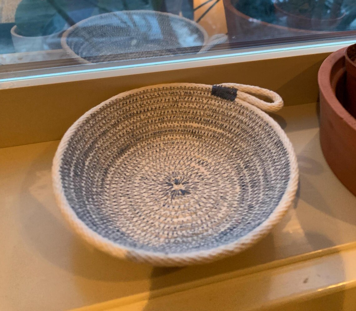 Small Rope Basket, Hand-made, Rope Bowl, Jewelry Bowl, Made in Canada ...