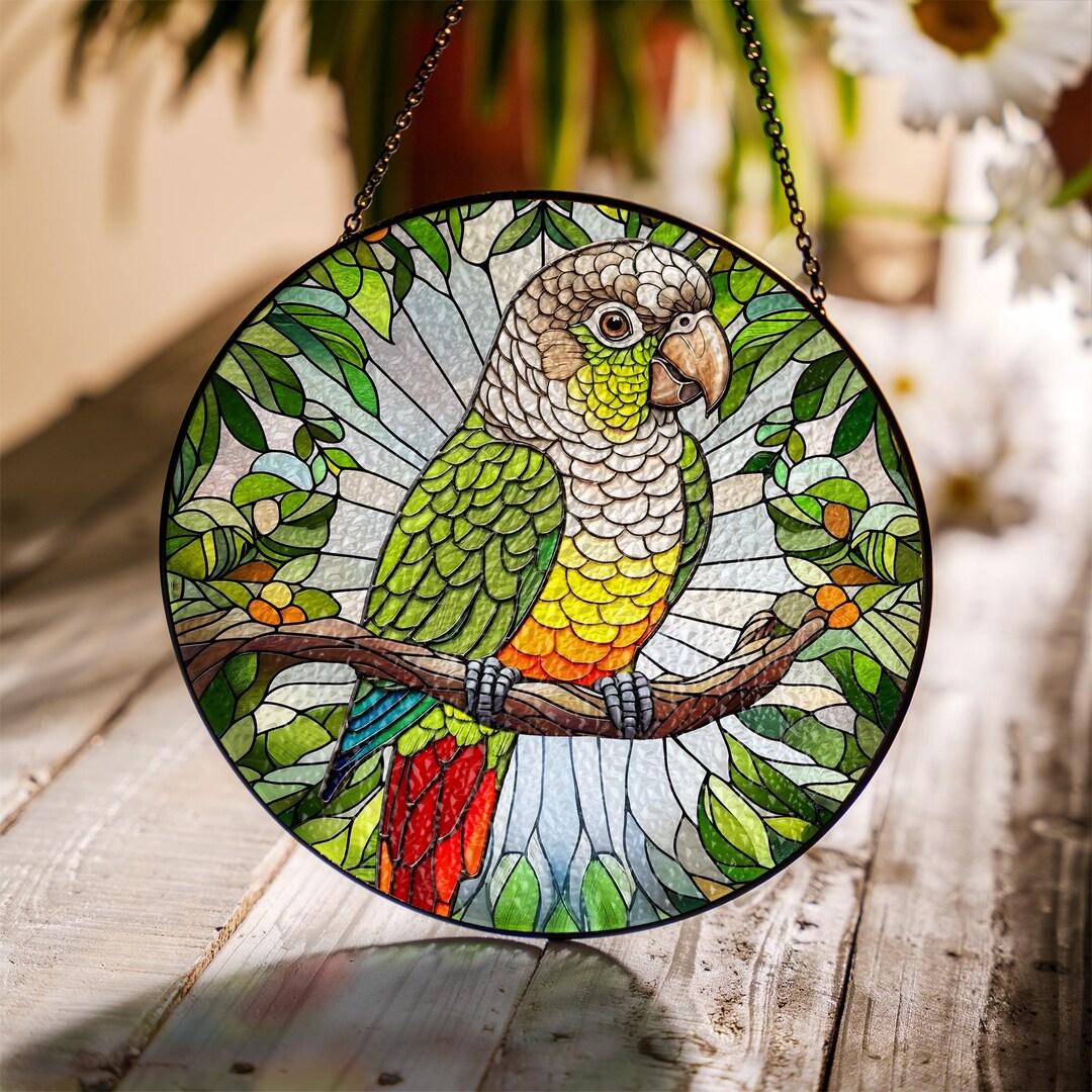 Conure Bird Suncatcher: Colorful Glass Window Hanging, Home Accent - Etsy