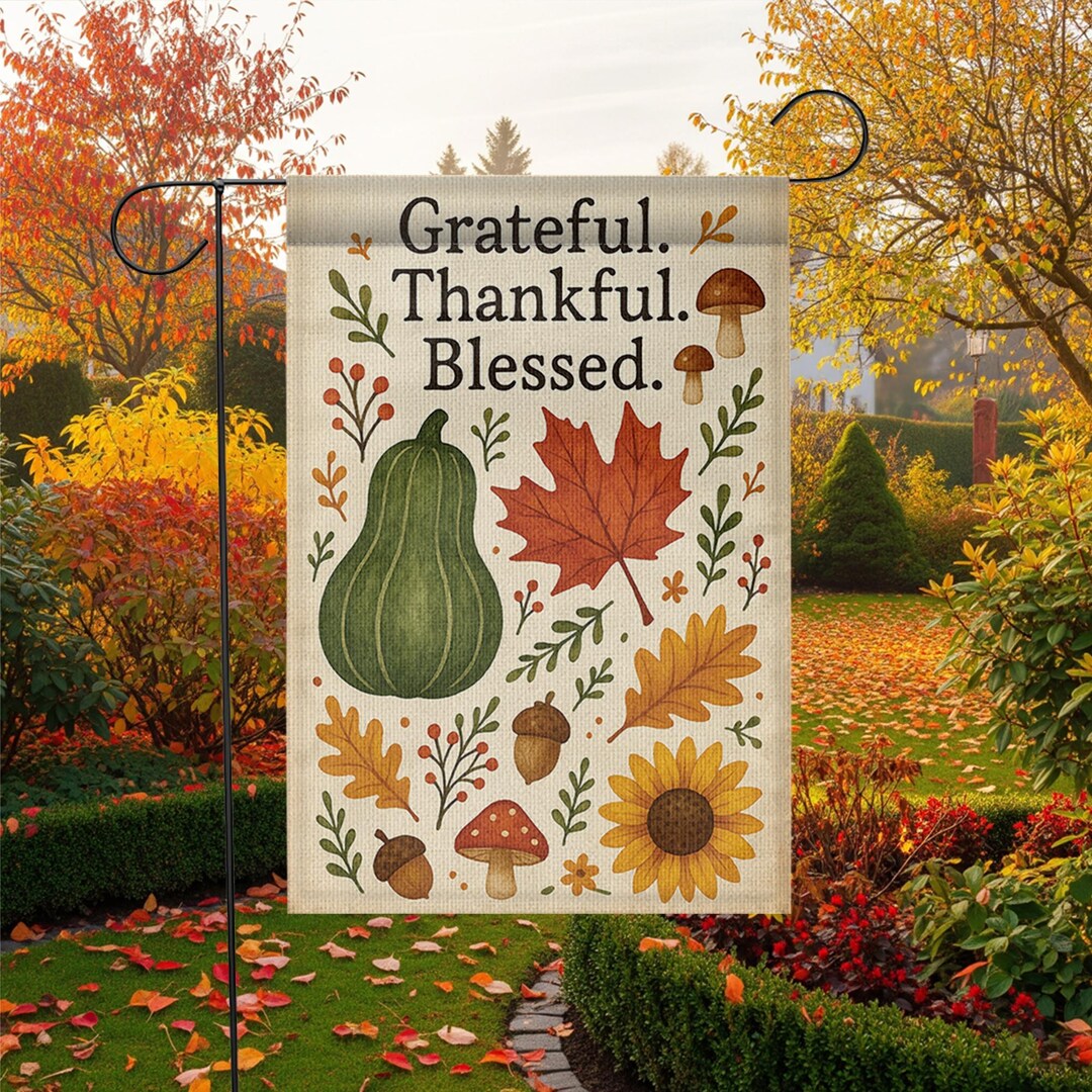 Grateful Thankful Blessed Garden Flag: Rustic Fall Yard Decor - Etsy