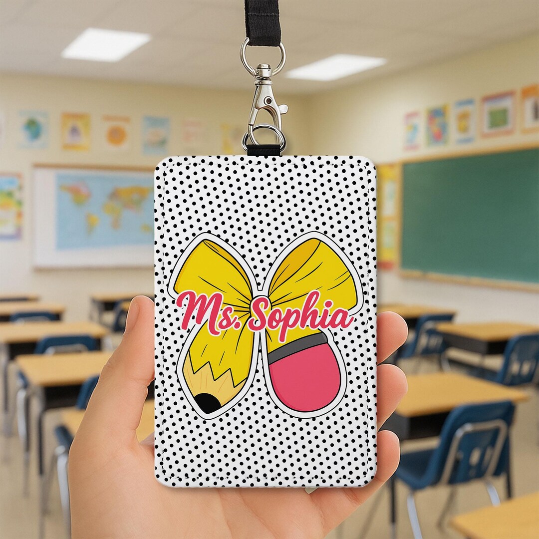 Personalized Teacher Lanyard ID Badge Holder, Back to School Gift, Cute ...