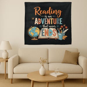 Reading Classroom Tapestry: Adventure Wall Decor, Teacher Library ...