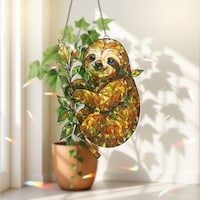 Peeking Sloth Faux Stained-glass WINDOW CLING Glossy, Translucent - Etsy