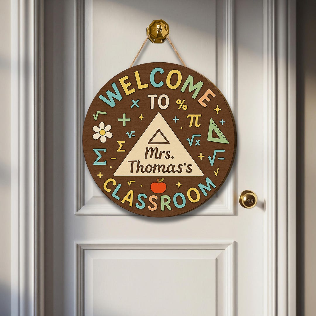 Math Teacher Classroom Sign: Personalized Wooden Door Hanger - Etsy