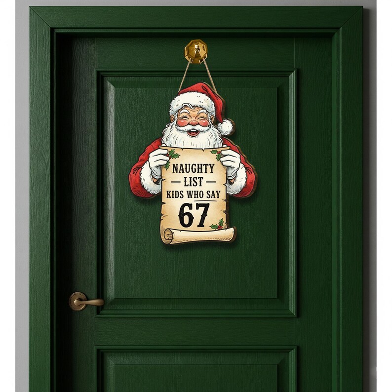 Funny Meme Gen Z Slang 2025 Sign: Santa Naughty List Kids Say 67 Wooden ...