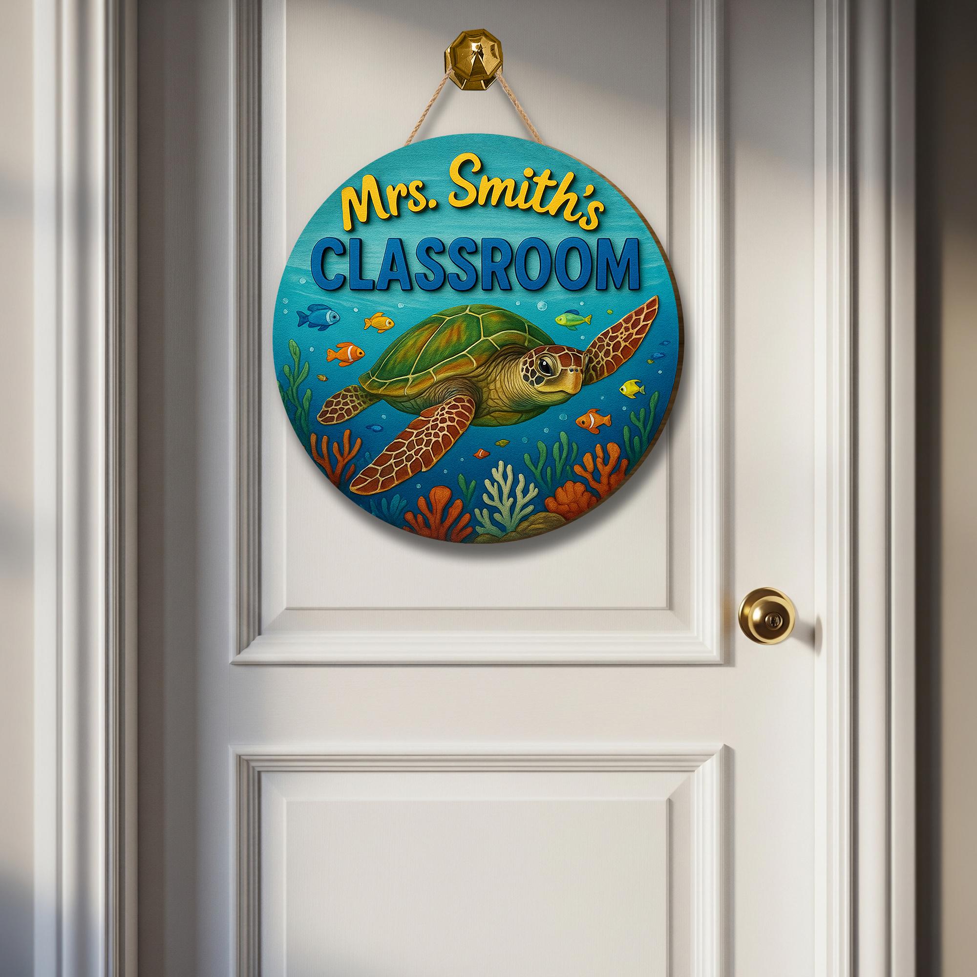 Custom Sea Turtle Classroom Sign: Personalized Wooden Door Hanger - Etsy