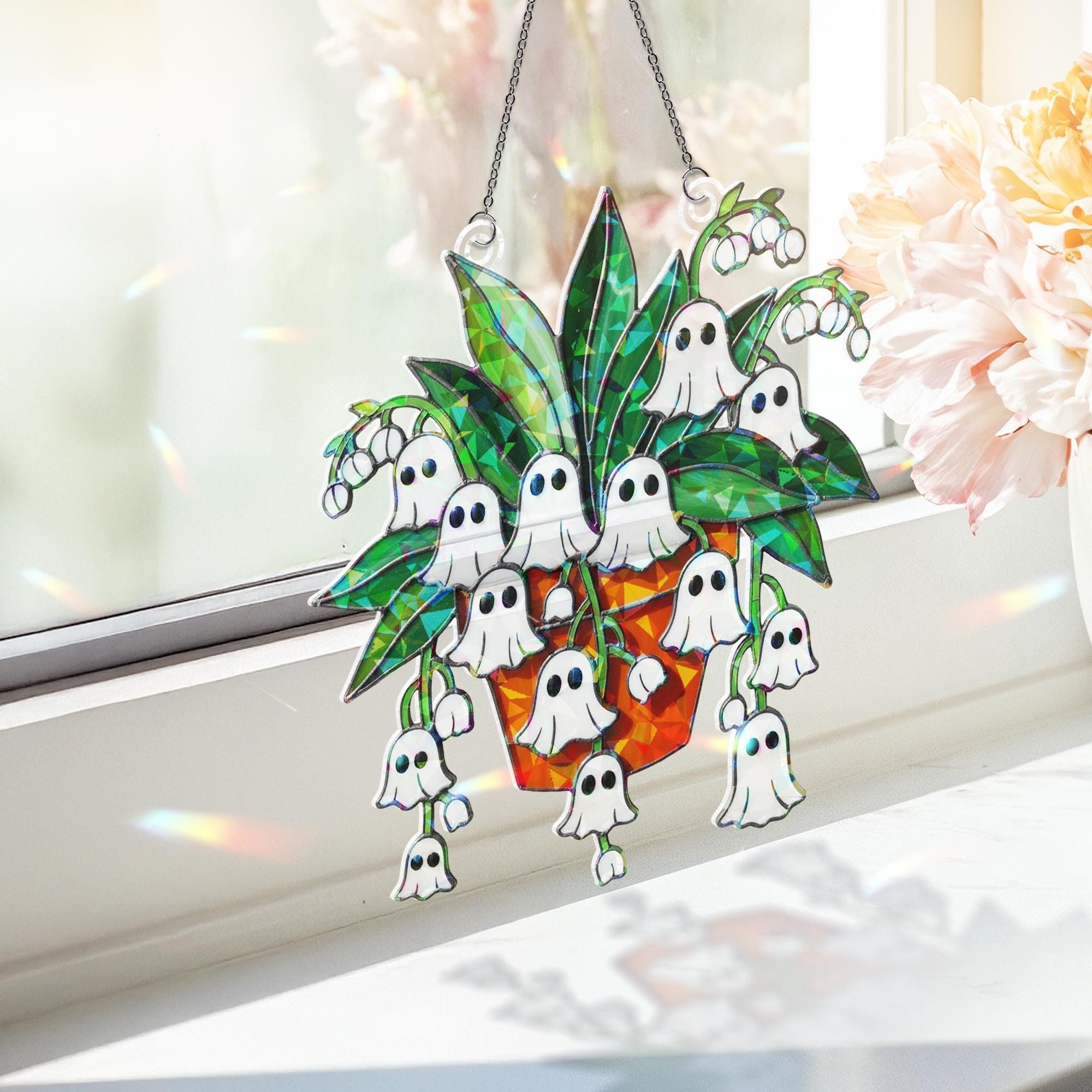 Ghost Lily of the Valley Hologram: Spooky Halloween Window Decor - Etsy