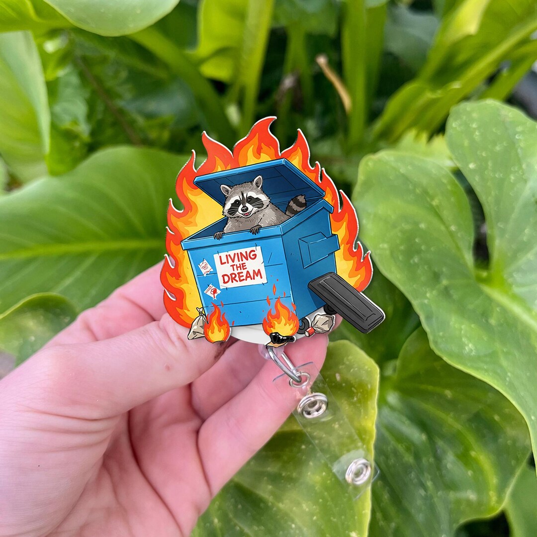 Quirky Raccoon 'living the Dream' Badge Reel: Nurse/office Humor - Etsy