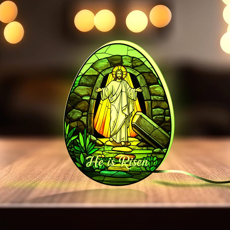 Easter Jesus Light Box Christian Decor Resurrection Scene LED Table ...